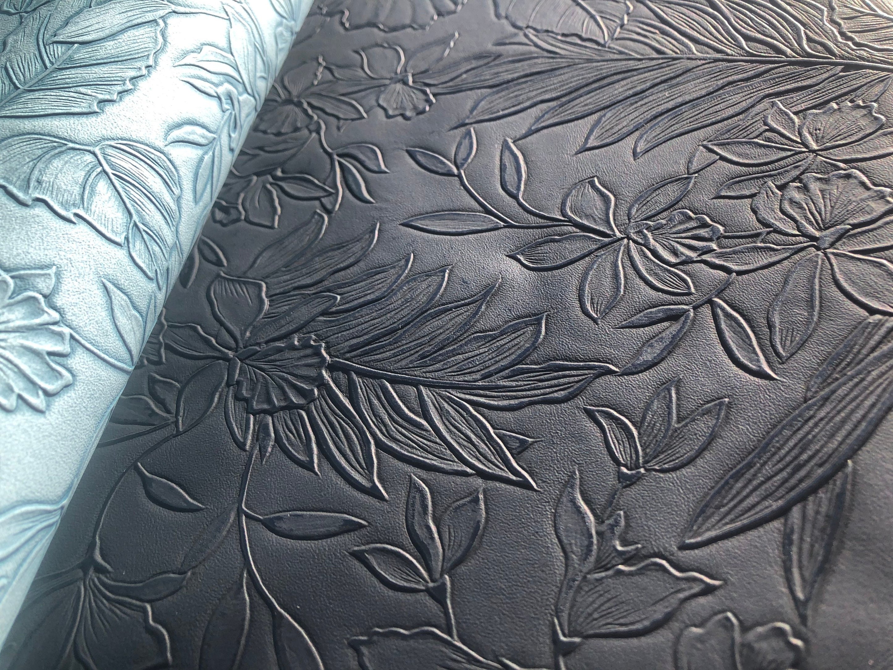 Floral embossed faux leather, synthetic leather, Vegan Pleather, artif ...
