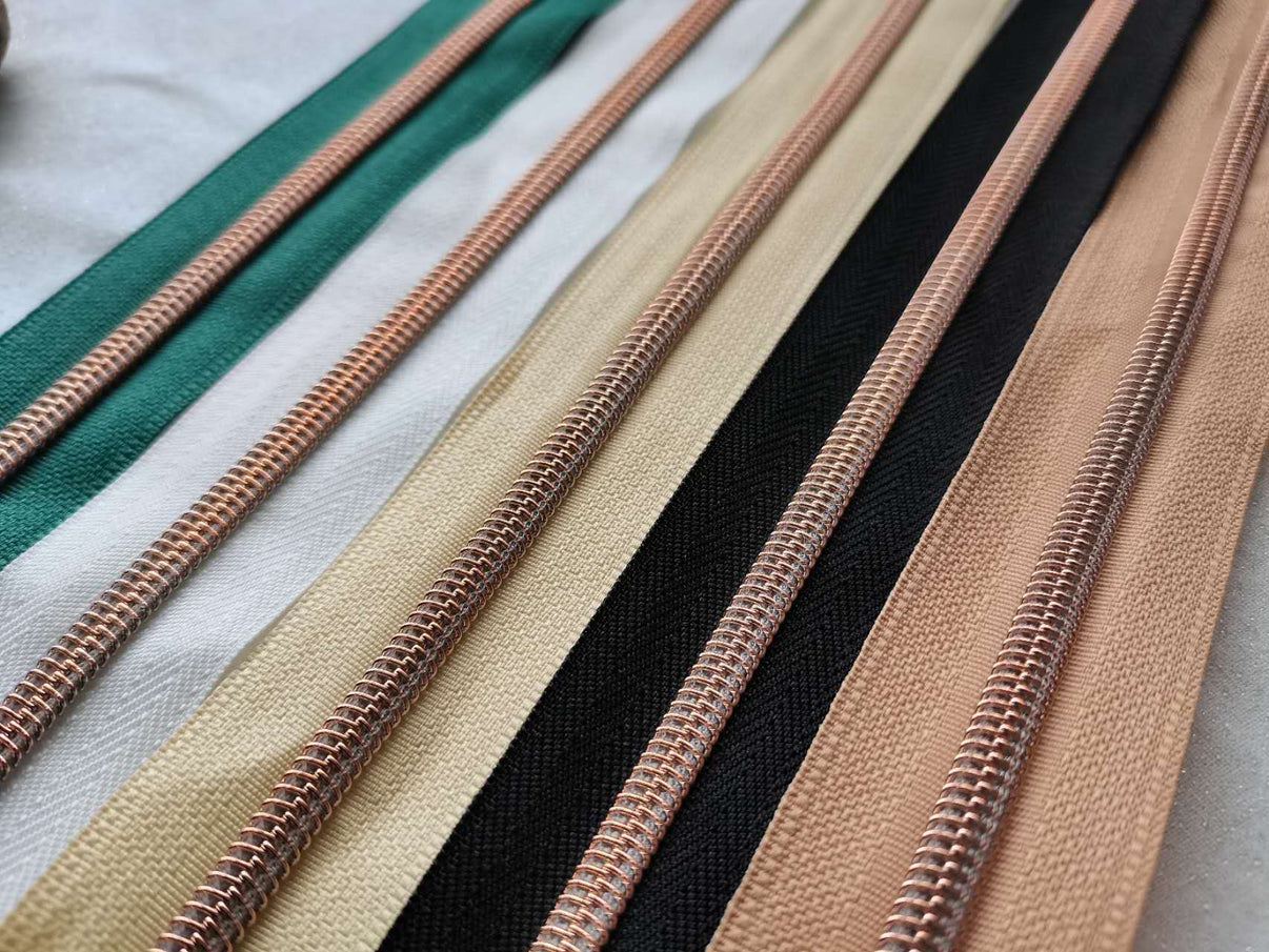Rose gold teeth zipper tapes by the metre - size 5 G6 – Sun Kiss Melbourne