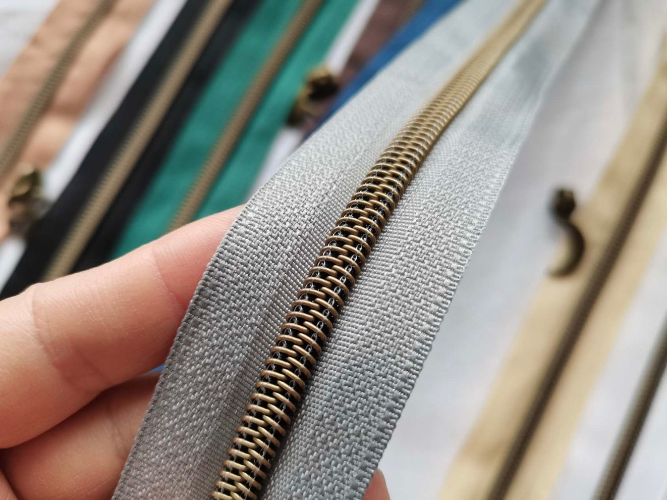 Antique brass zipper tapes by the meter, size 5 – Sun Kiss Melbourne