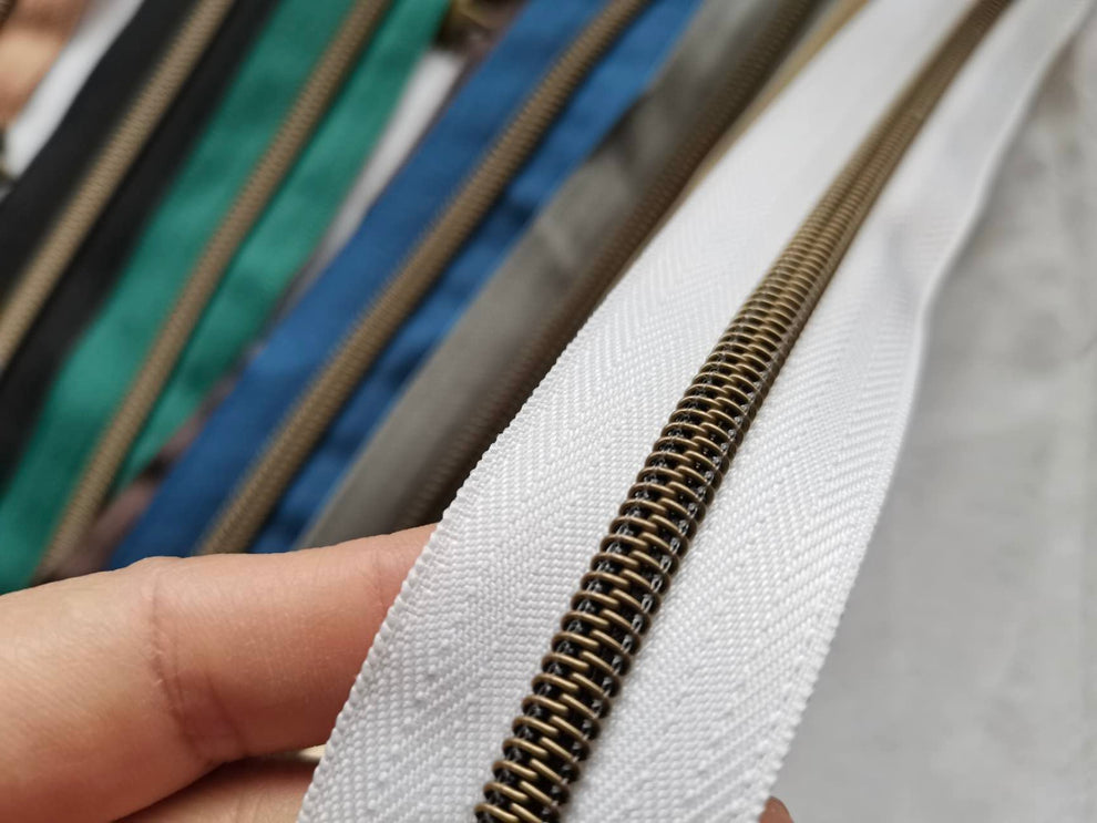 Antique brass zipper tapes by the meter, size 5 – Sun Kiss Melbourne